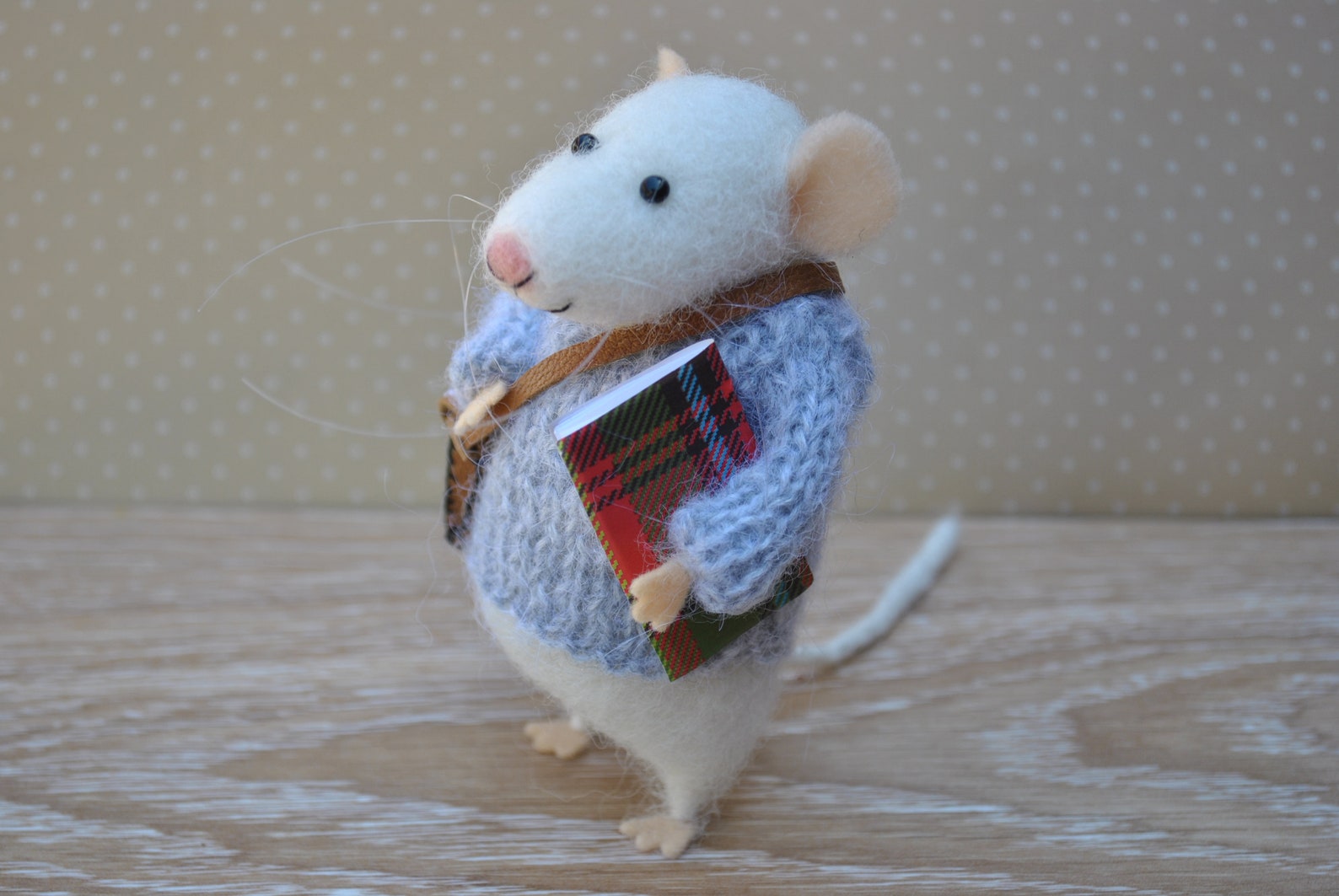 Wool Rat Funny Gift Needle Felted Rat Miniature Animal Felt Mouse White ...