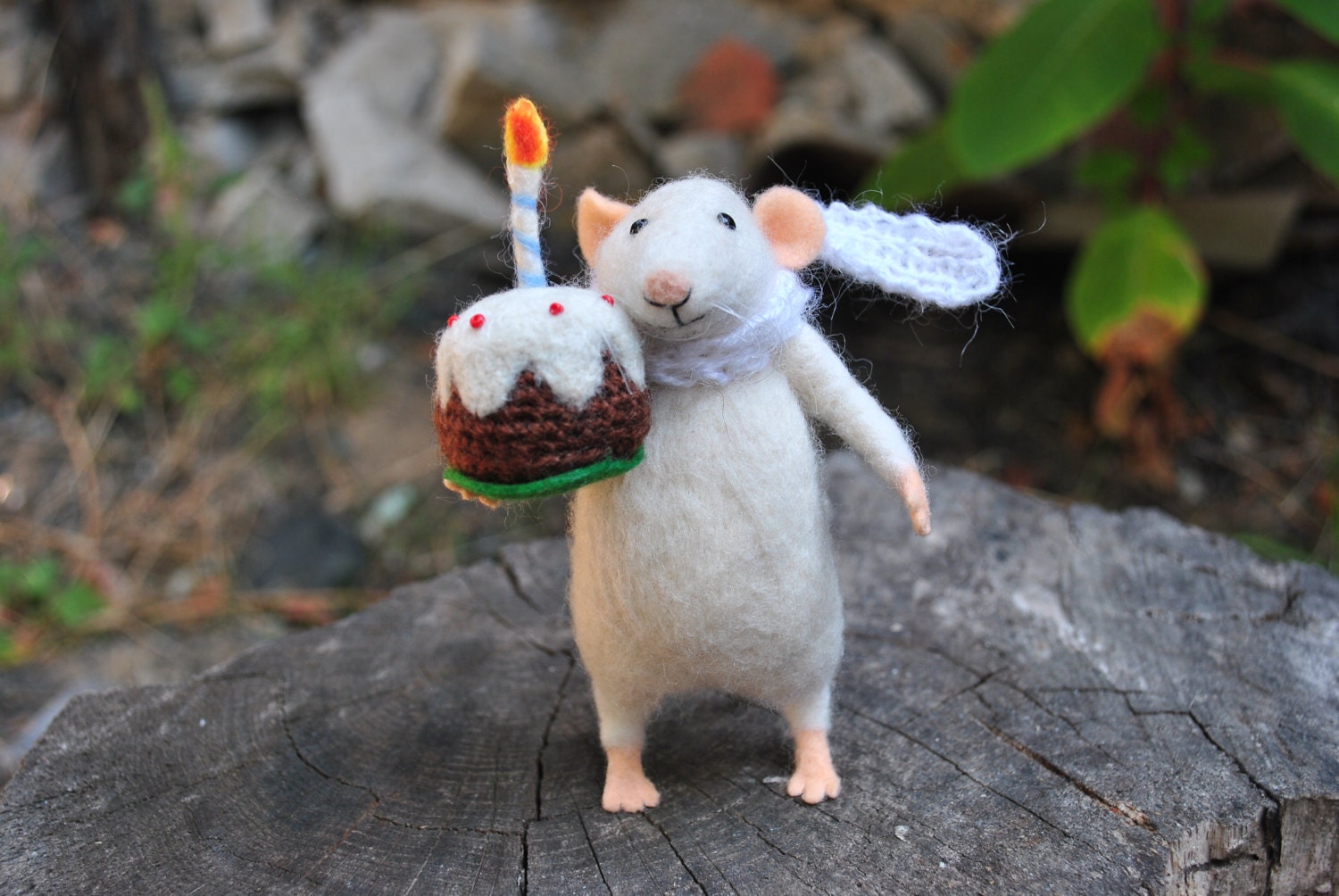 Cute Needle Felt Mouse Felted Animal Plush Miniature Wool - Etsy