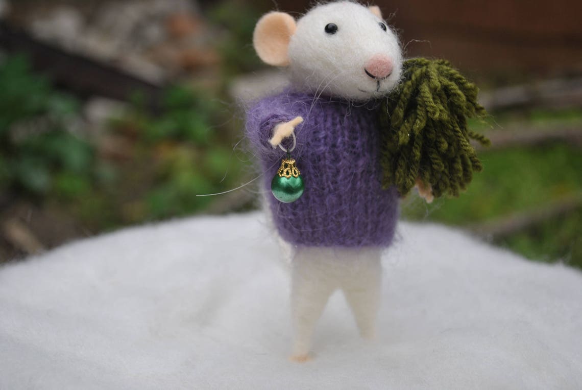Christmas Mouse Needle Felted Animal Felted Ornament Xmas Gift Little ...