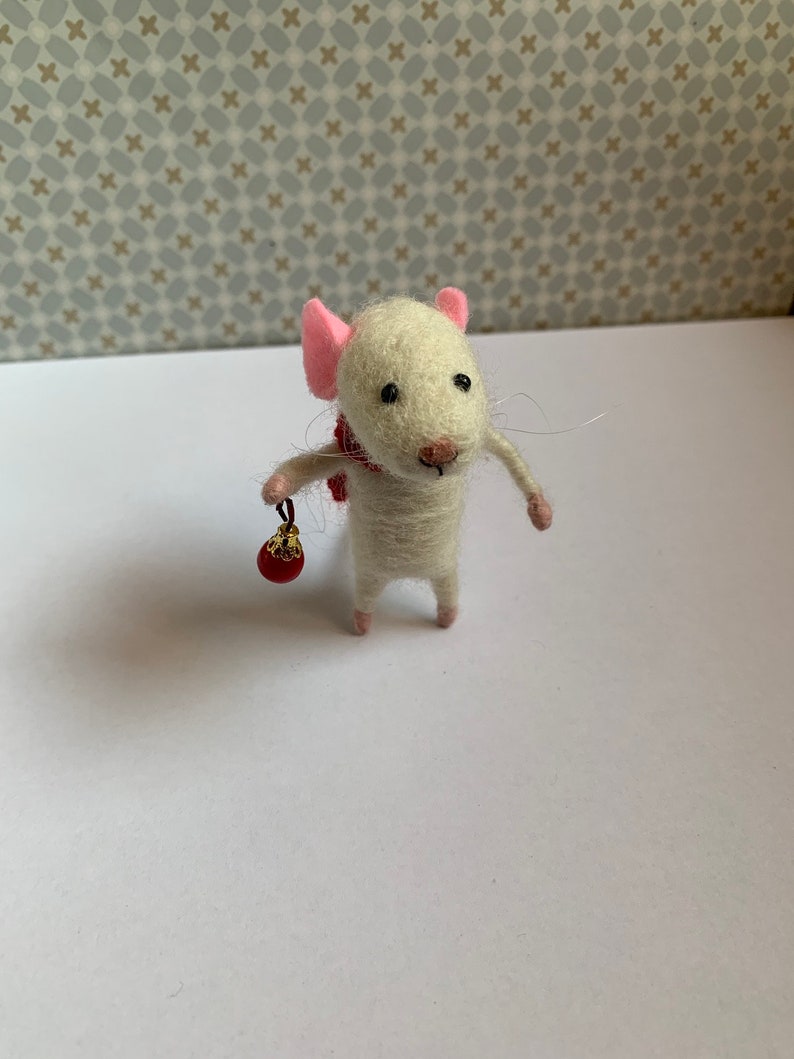 White Mouse Cute Felt Mouse Needle Felt Animal Needle Felt Mouse Wool ...