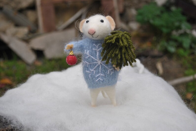 Christmas Mouse Needle Felted Animal Felted Ornament Xmas Gift Little ...