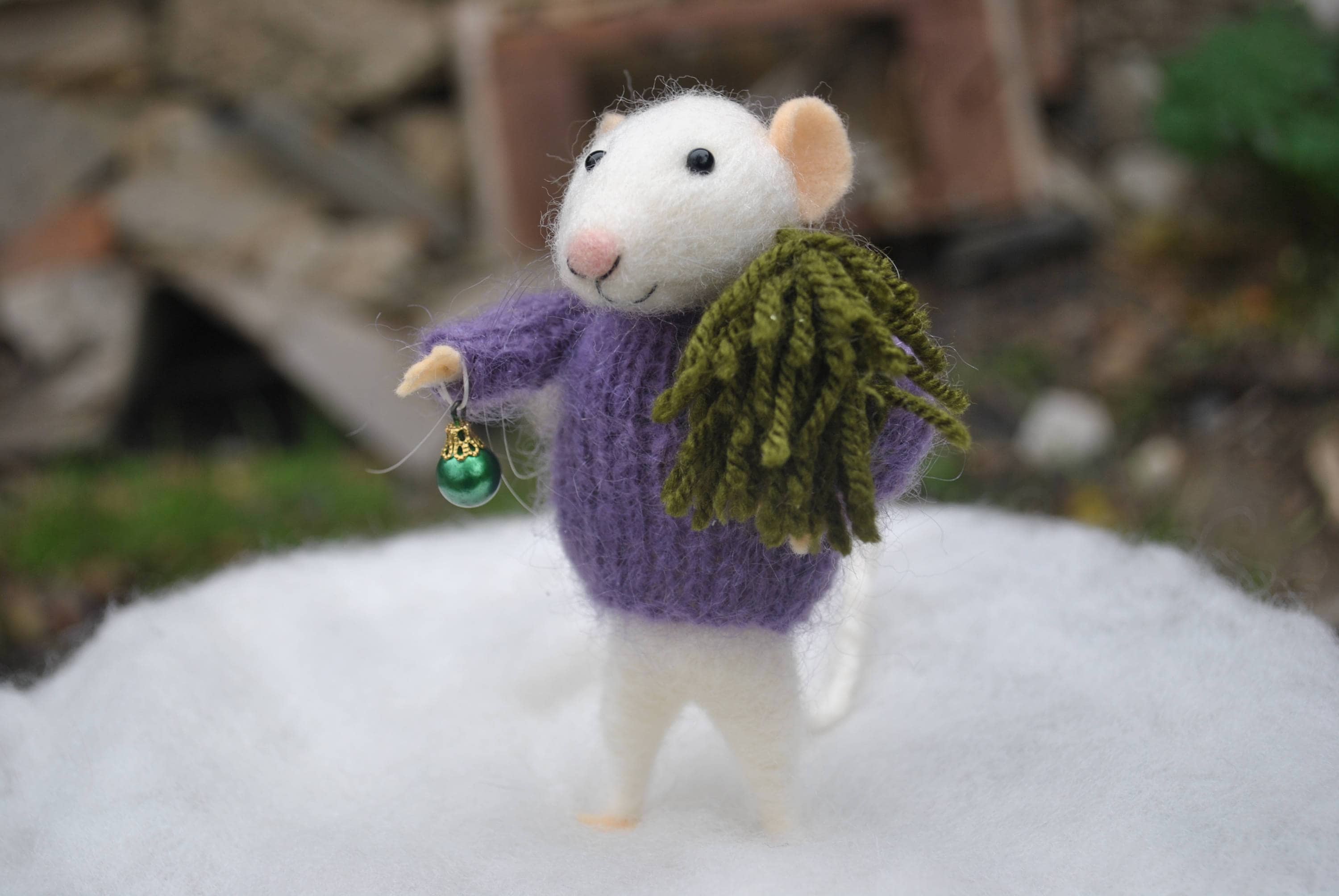 Christmas mouse Needle felted animal Felted ornament Xmas gift | Etsy