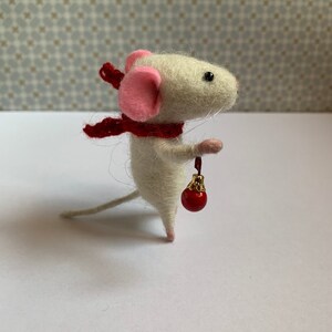 White Mouse Cute Felt Mouse Needle Felt Animal Needle Felt Mouse Wool ...