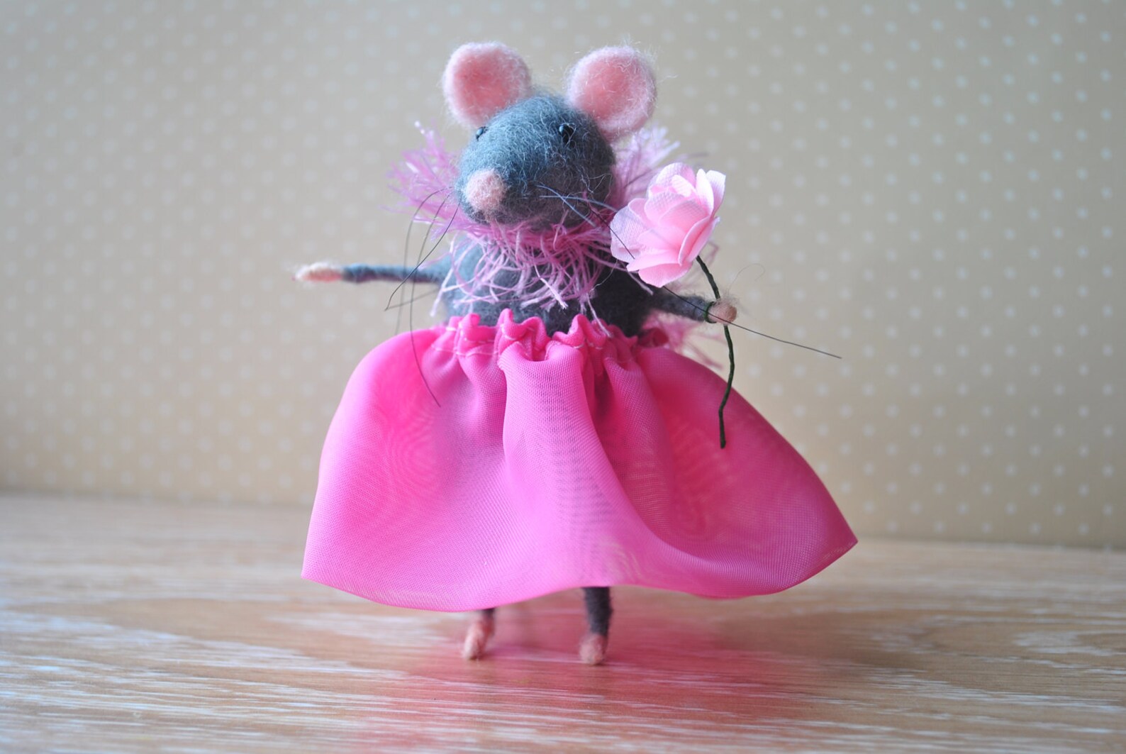 Mouse With Flower Felted Wool Mouse Needle Felted Animal | Etsy