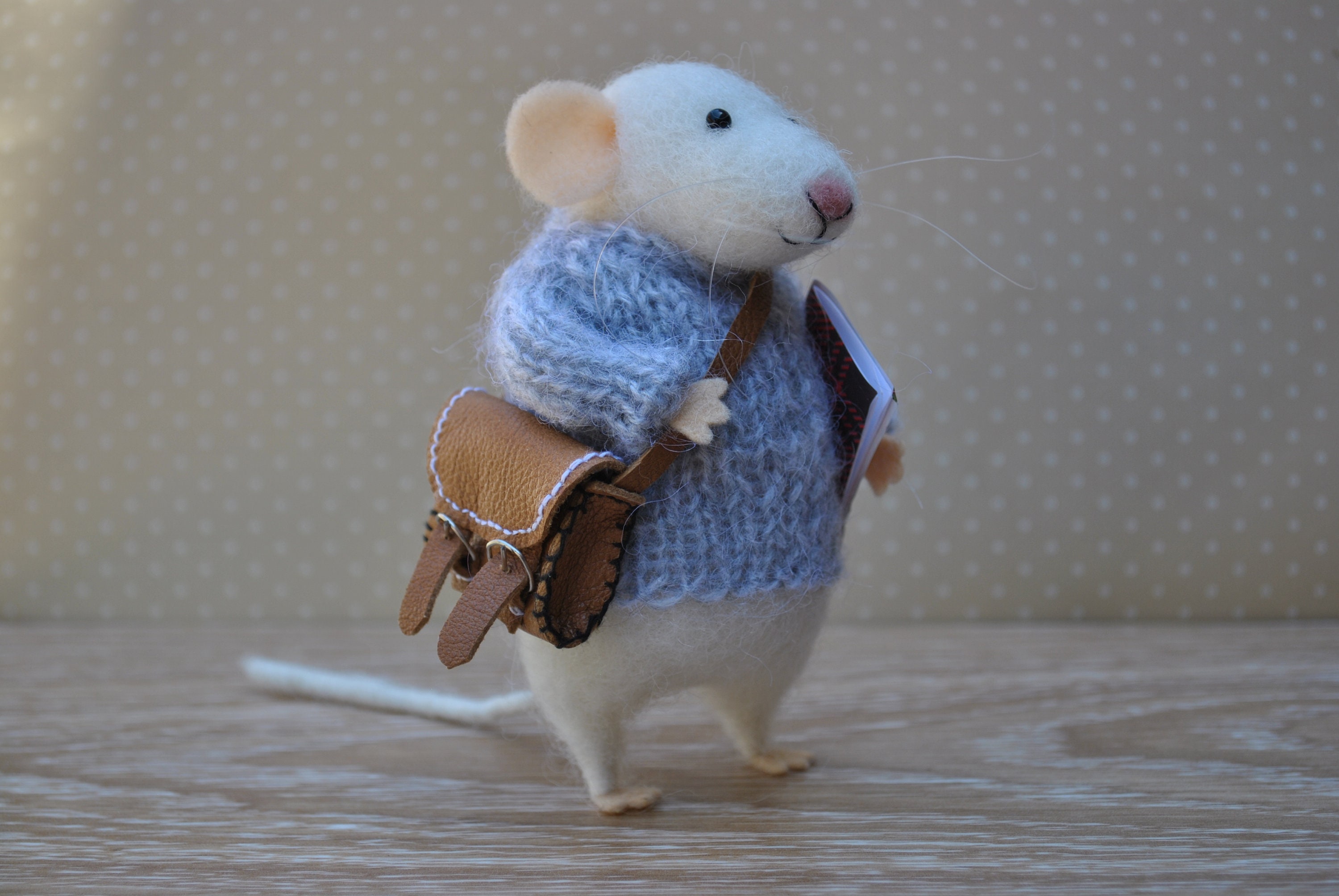 Wool Rat Funny Gift Needle Felted Rat Miniature Animal Felt Mouse White ...