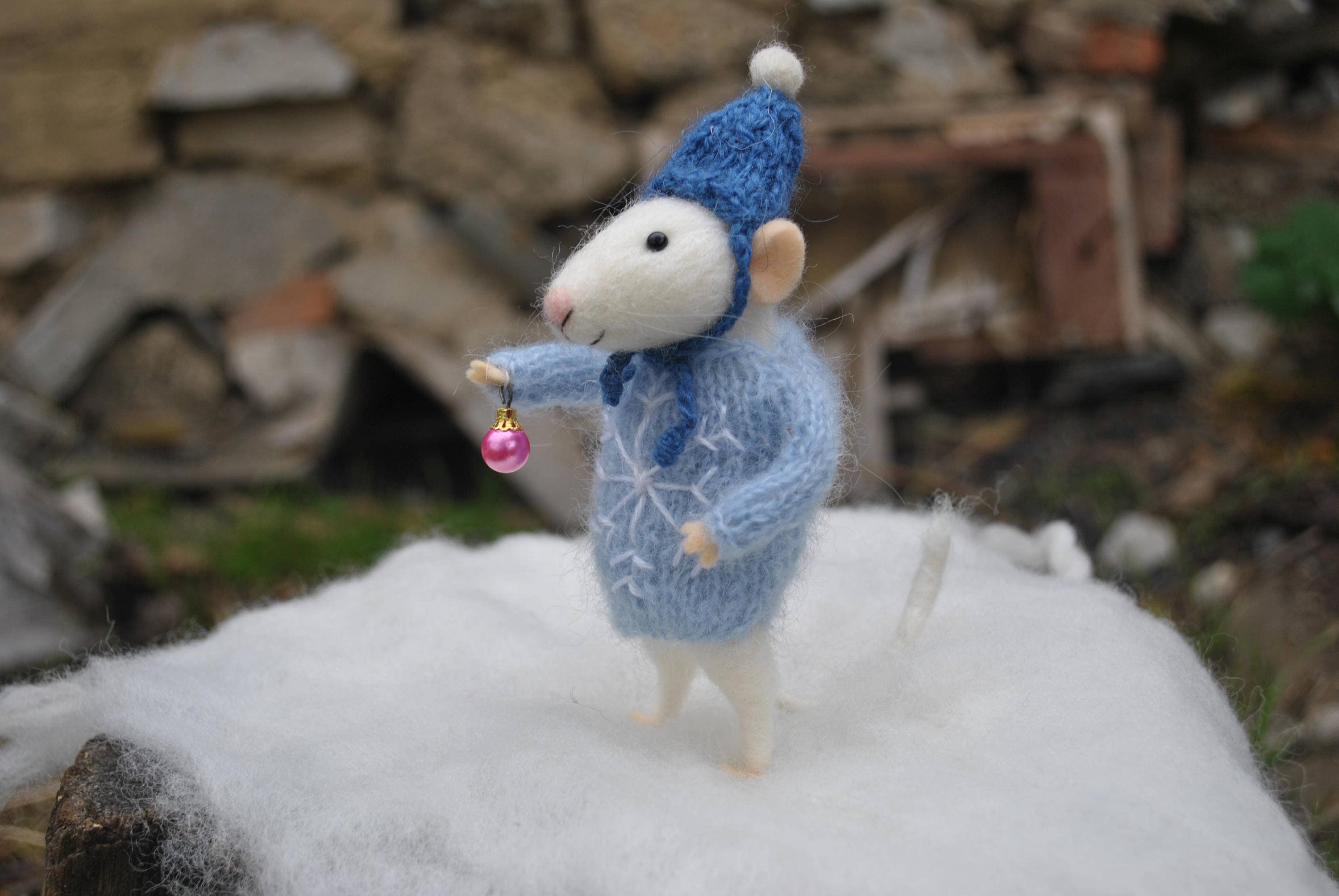 Christmas Mouse Needle Felted Animal Felted Ornament Xmas Gift | Etsy