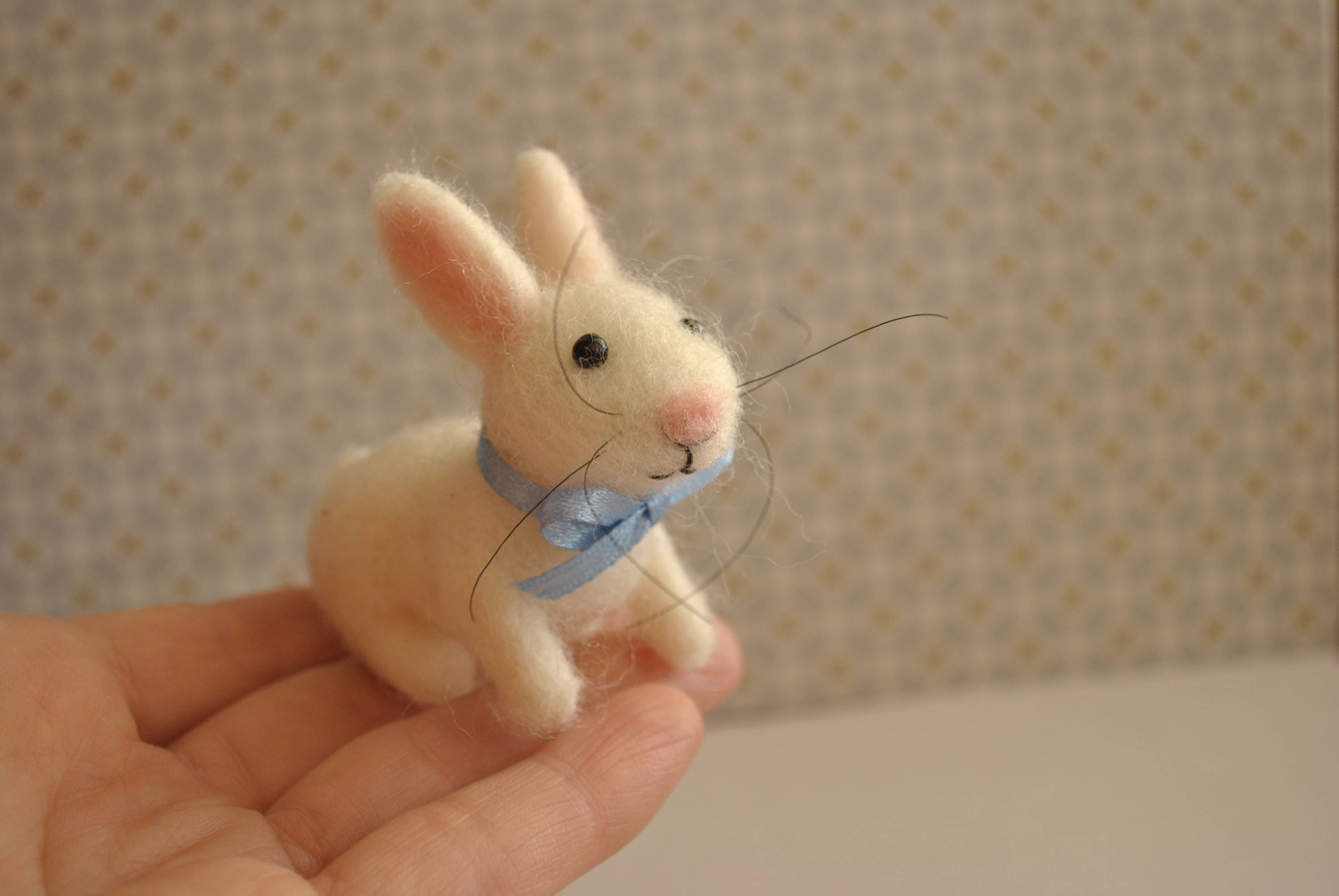 Tiny White Rabbit Little Bunny Wool Cute Rabbit Easter Felt - Etsy