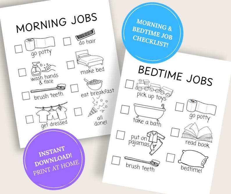Daily Task Tracker for Kids: Printable Morning & Bedtime Routine Chart ...