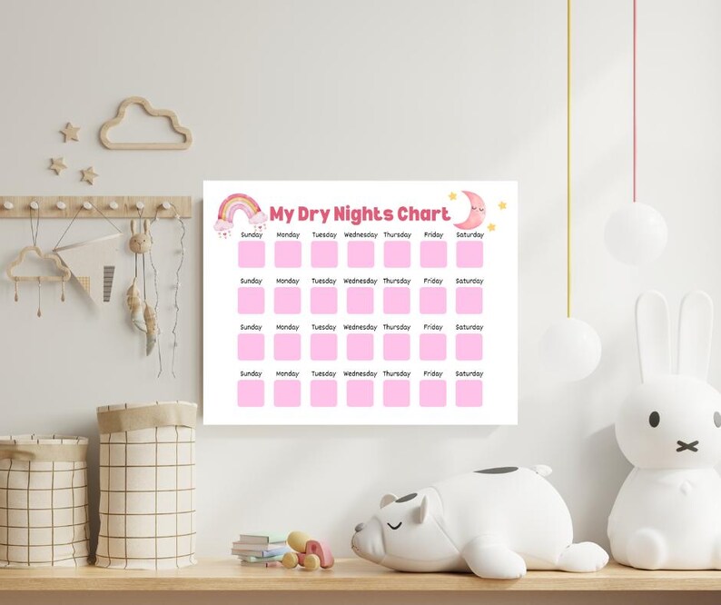 Dry Nights Sticker Chart: Bedwetting Tracker, Potty Training (digital ...