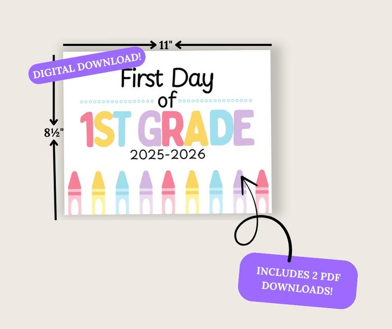 First & Last Day of FIRST GRADE Sign | 1st Grade Back to School Year ...