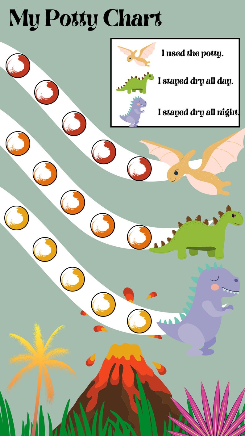 Potty Training Chart-print-on-demand Digital Print-dinosaur-potty ...