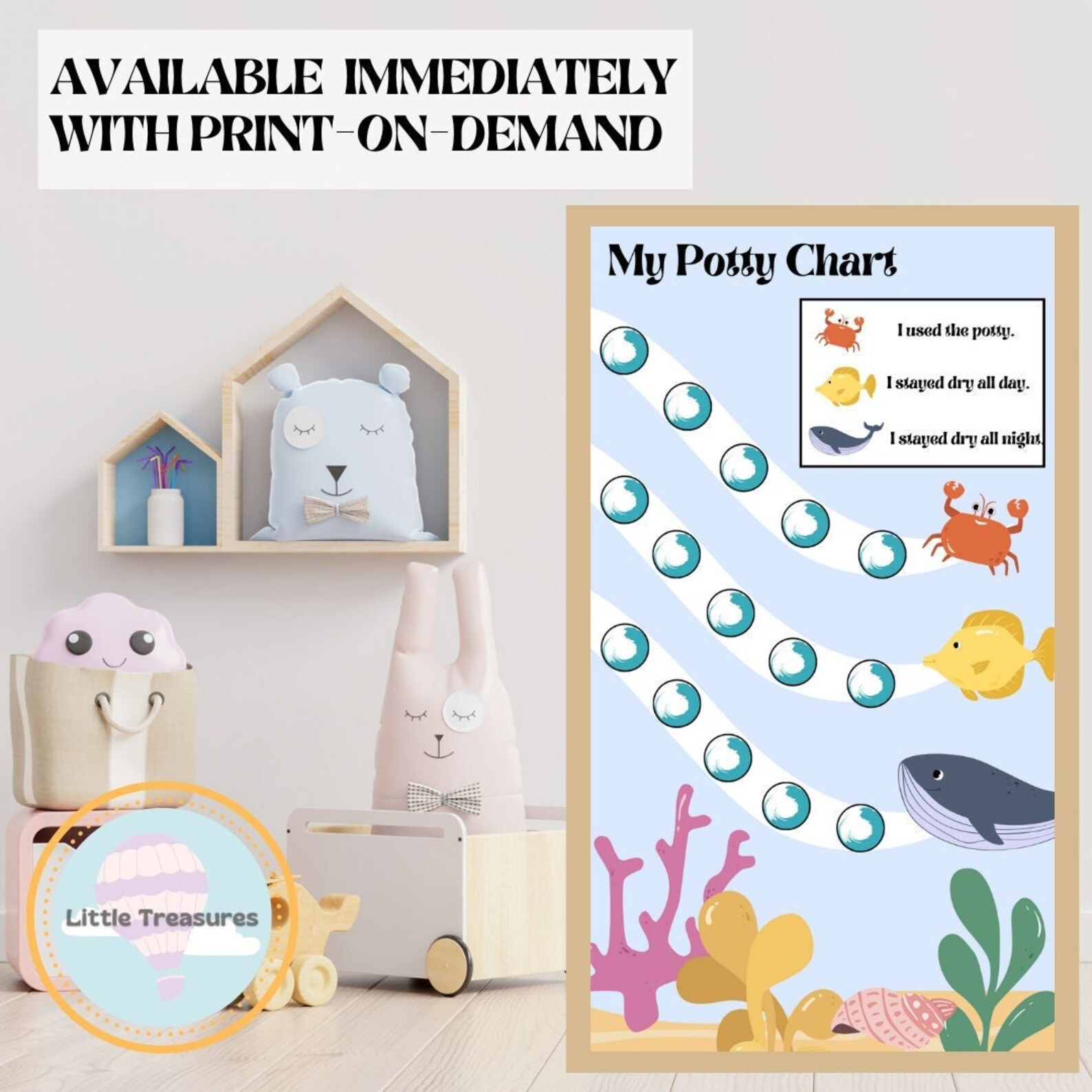 Potty Training Chart-print-on-demand Digital Print-ocean-potty - Etsy