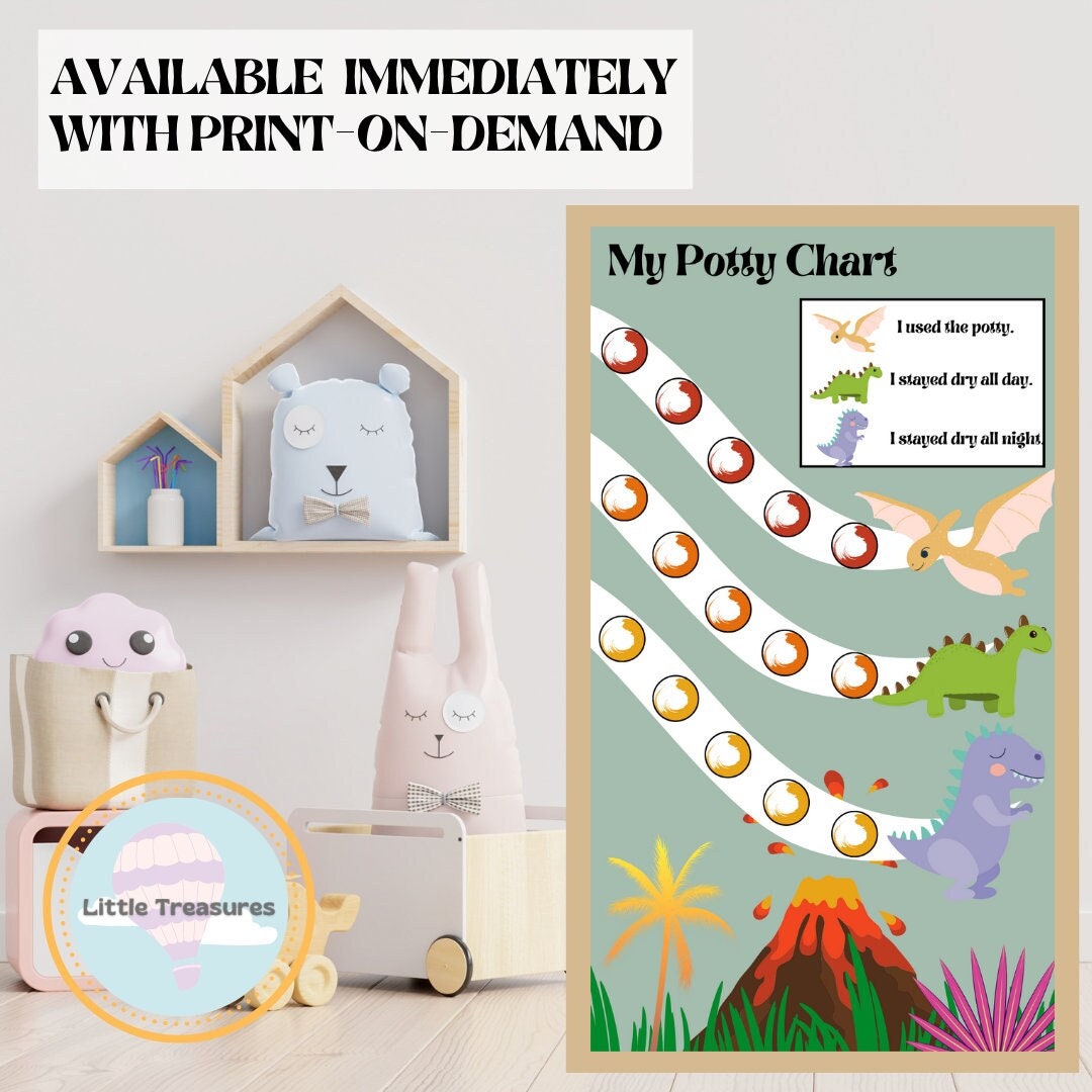 Potty Training Chart-print-on-demand Digital Print-dinosaur-potty ...
