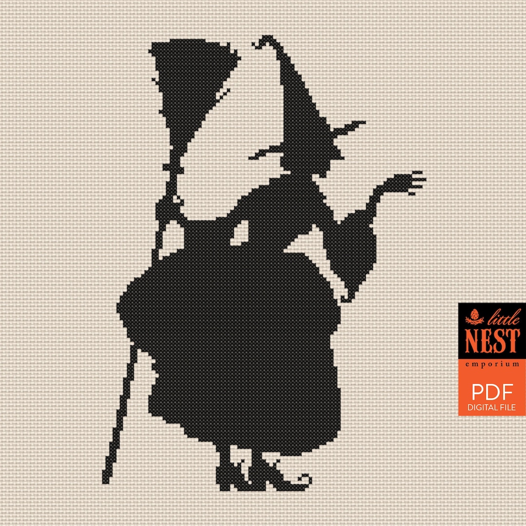 Wanda Witch Blackwork Silhouette Cross Stitch Pattern: (PDF) Instant ...