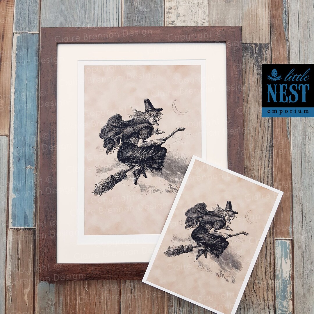 Vintage Witch, Victorian Witch Print. Witch Engraving Art Print. Halloween Art Print. Vintage ...