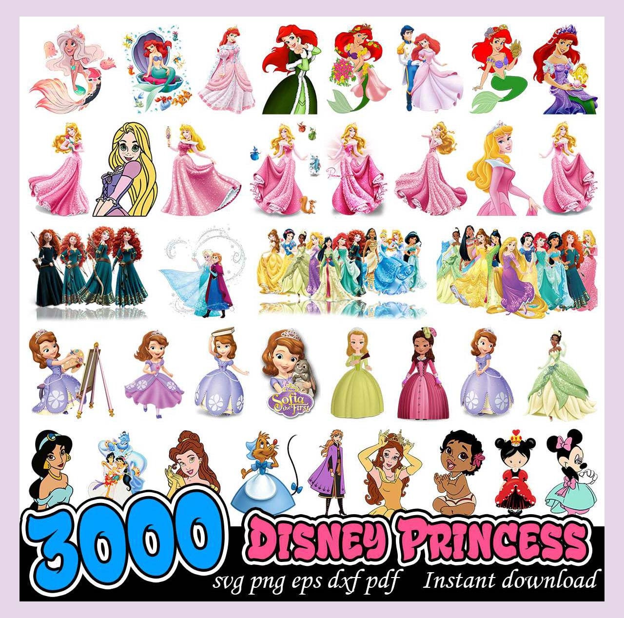 Mega Princess Svg Bundle, Princess Clipart Instant Download, Princess ...