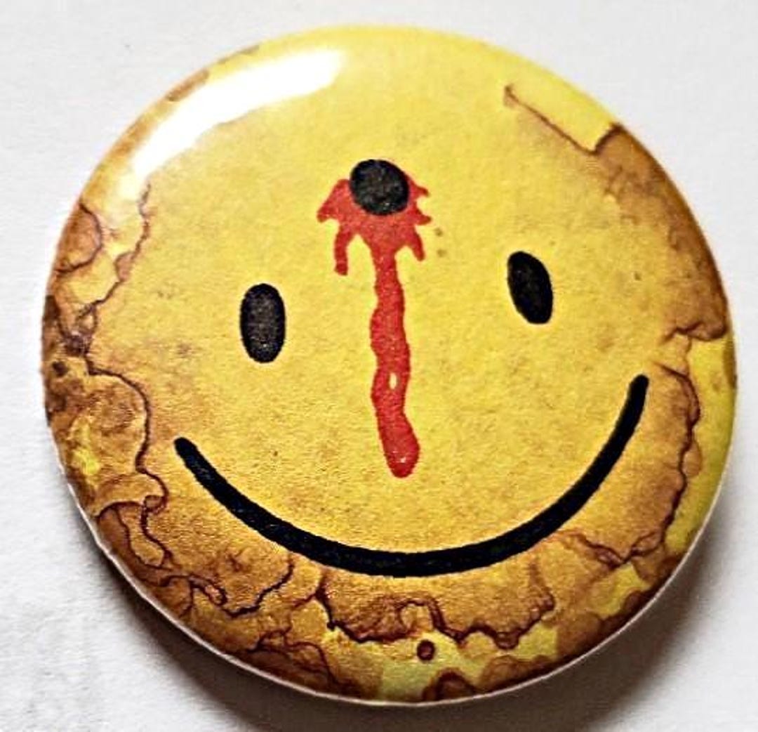 Distressed Bloody Smiley Face Pinback Fake Blood Splatter Vintage ...