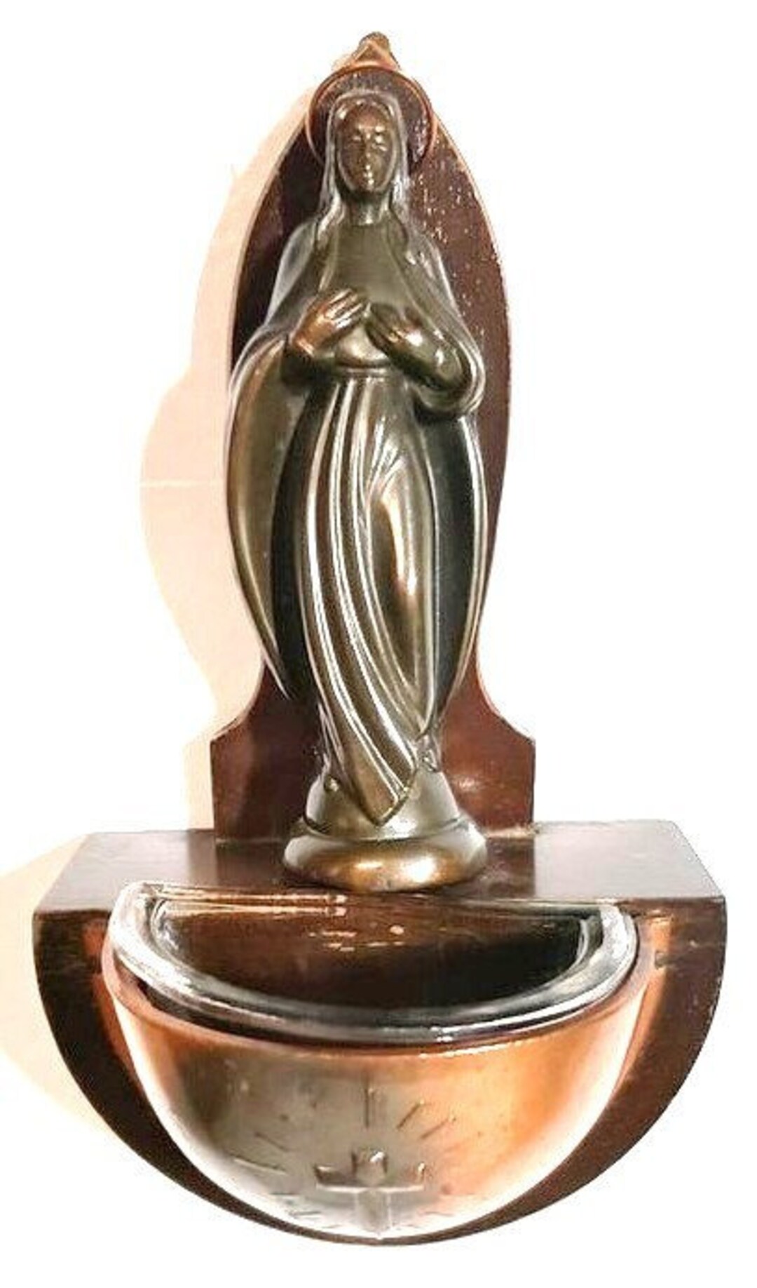 Art Decovirgin Mary Copper Holy Water Font Wall Hanging HOLLAND ...