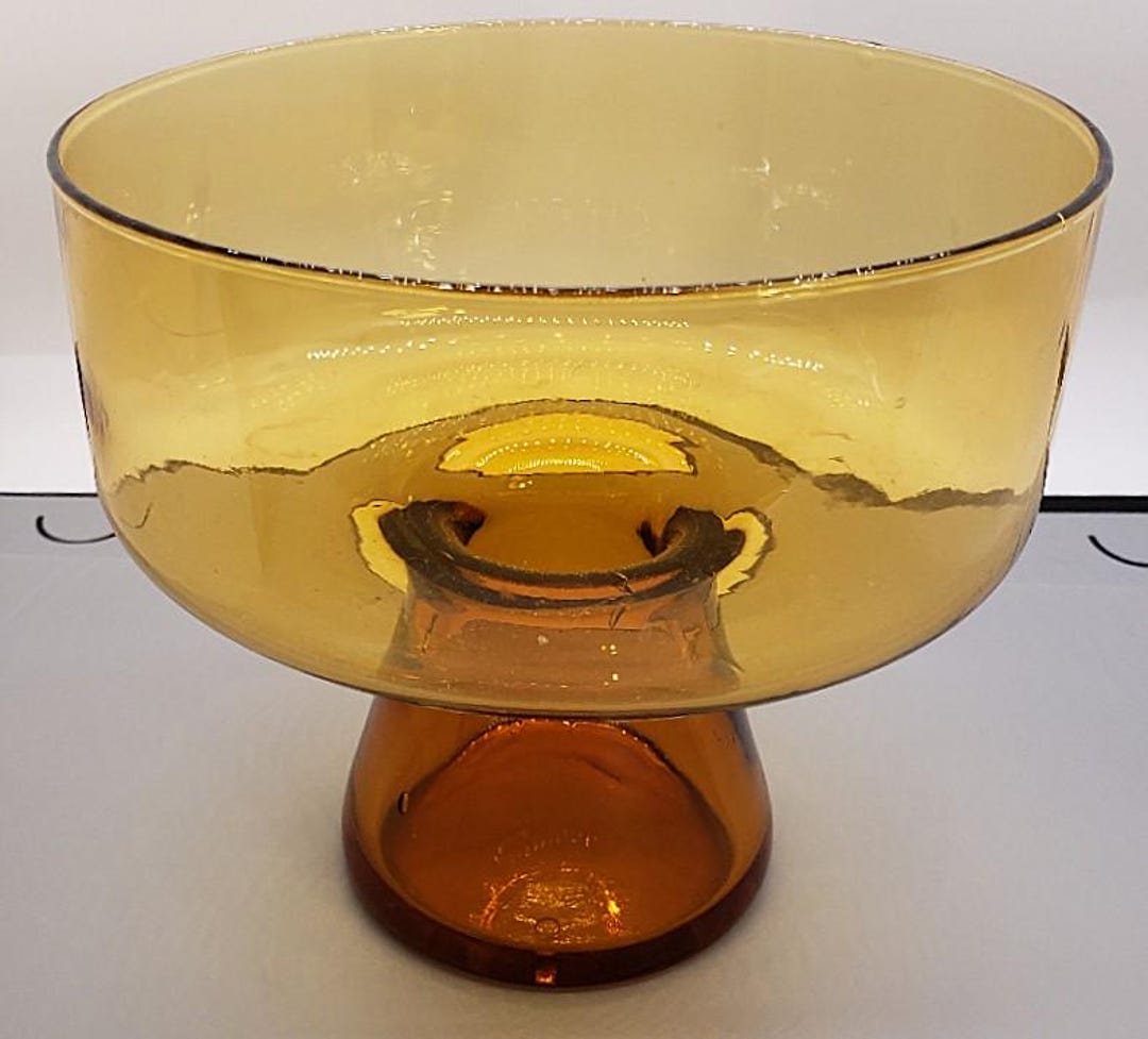 Vintage Mushroom Shape Footed Art Glass Compote MCM Bowl Counter Dish ...