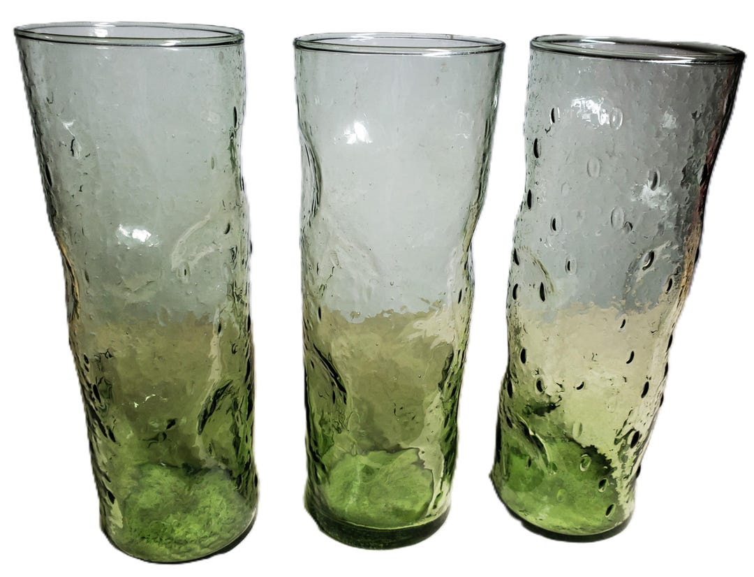 Vintage Thumbprint Bubble Tom Collins Bar Glasses Tall Crinkle Glasses ...