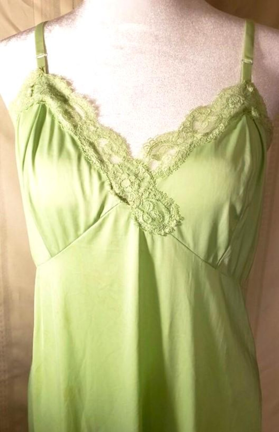 Vintage Pennys Gaymode 60s Full Slip Womens 36 Average Lime Green Lace ...