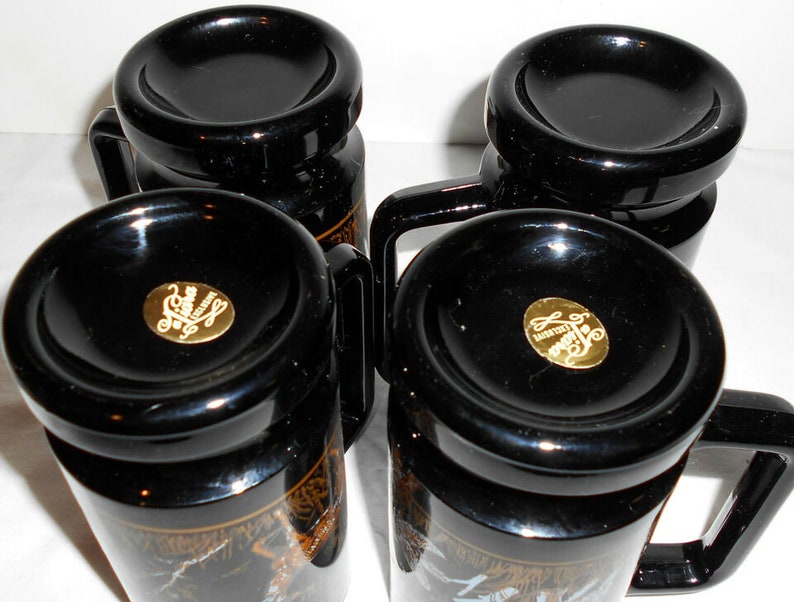 Vintage Indiana Glass Tiara Hunt Scene Beer Mugs Set Hunt Scene Deer ...