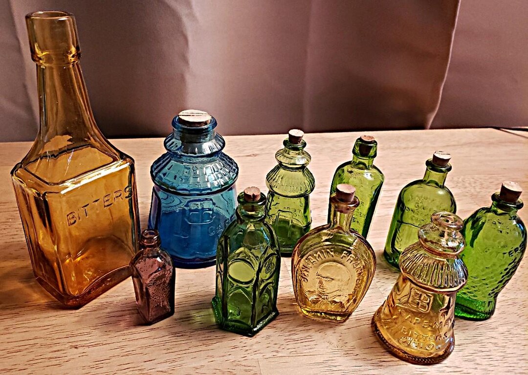 Vintage Wheaton Bottles 10 Miniature Bottles Colorful Glass Various ...