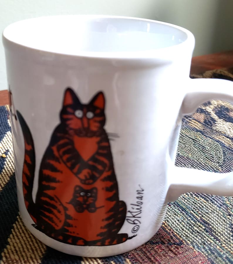 Vintage Kliban Mom Cat Mug Orange Striped Cat Mug Kiln Craft English ...