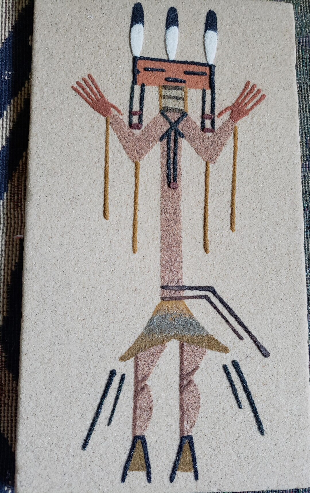 Navajo Vintage Sand Art Healing God by Tina Willie 9 X 5 Wood Board - Etsy