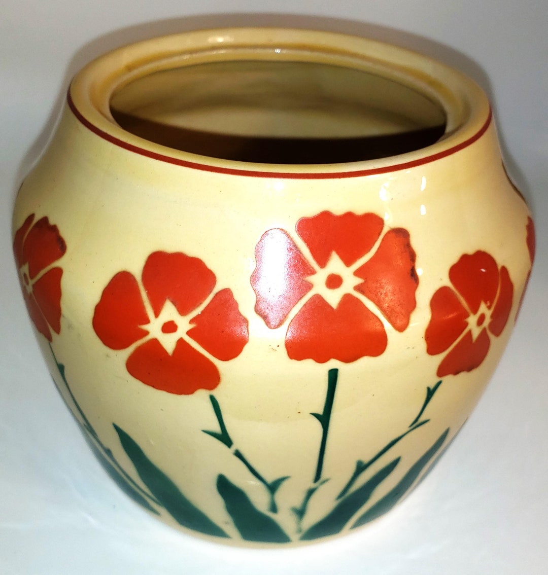 Vintage Art Deco Pottery Il Duce Orange Poppy Crock Jar Pot 1930s - Etsy