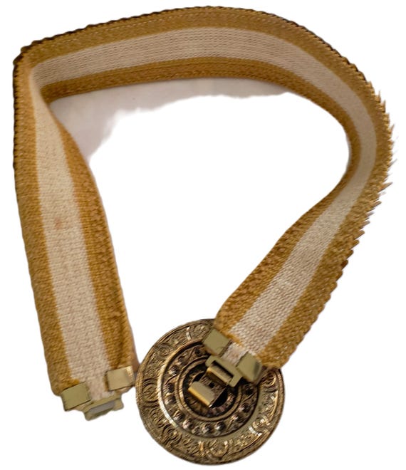 Egyptian Beetle Scarab Belt Vintage Gold Mesh 80s Med… - Gem