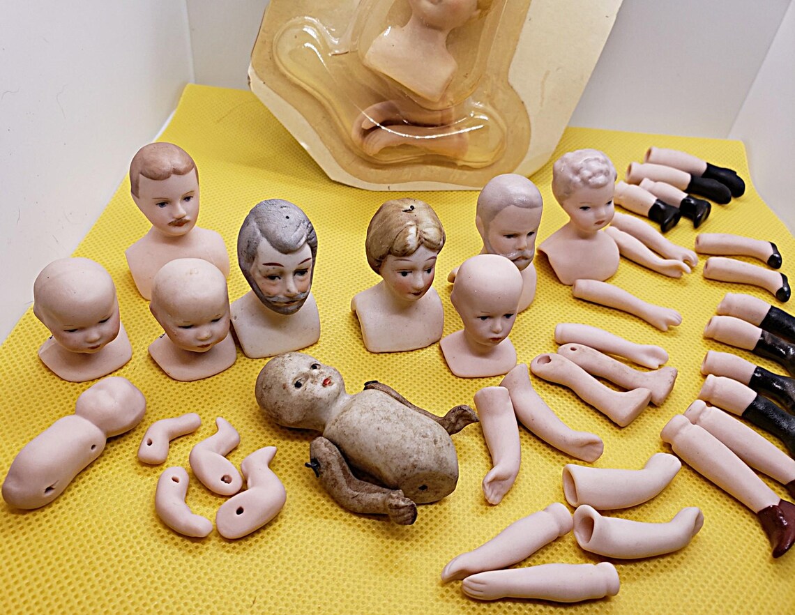 Miniature Doll Kits & Parts Male, Female Kids Porcelain 41 Pc Vintage ...