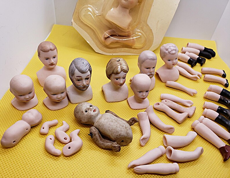 Miniature Doll Kits & Parts Male, Female Kids Porcelain 41 Pc Vintage ...