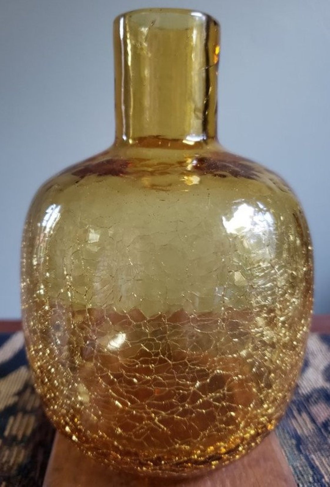 Vintage BLENKO Crackle Glass Jar Bud Vase Honey Amber MCM 1960's - Etsy