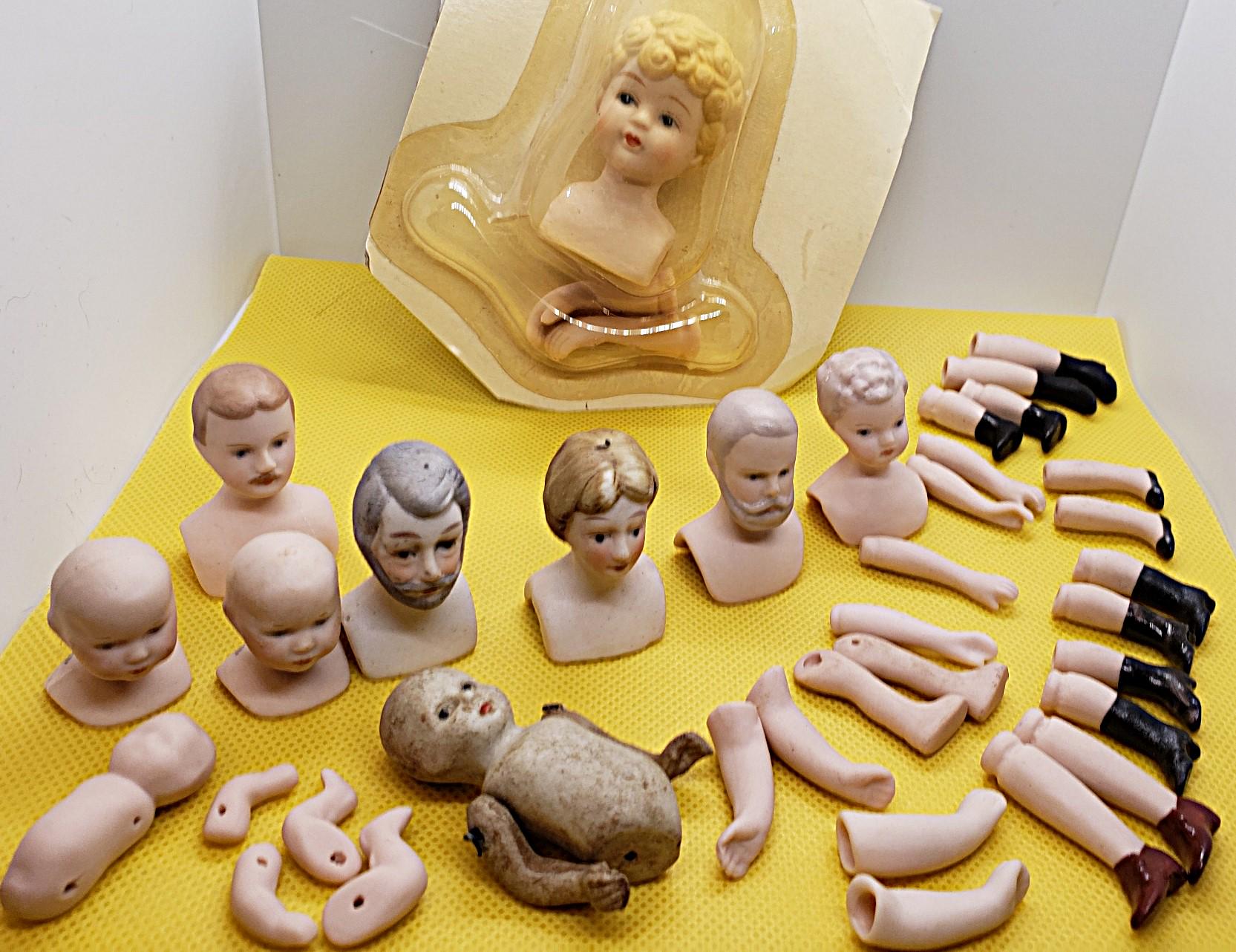Miniature Doll Kits & Parts Male, Female Kids Porcelain 41 Pc Vintage ...
