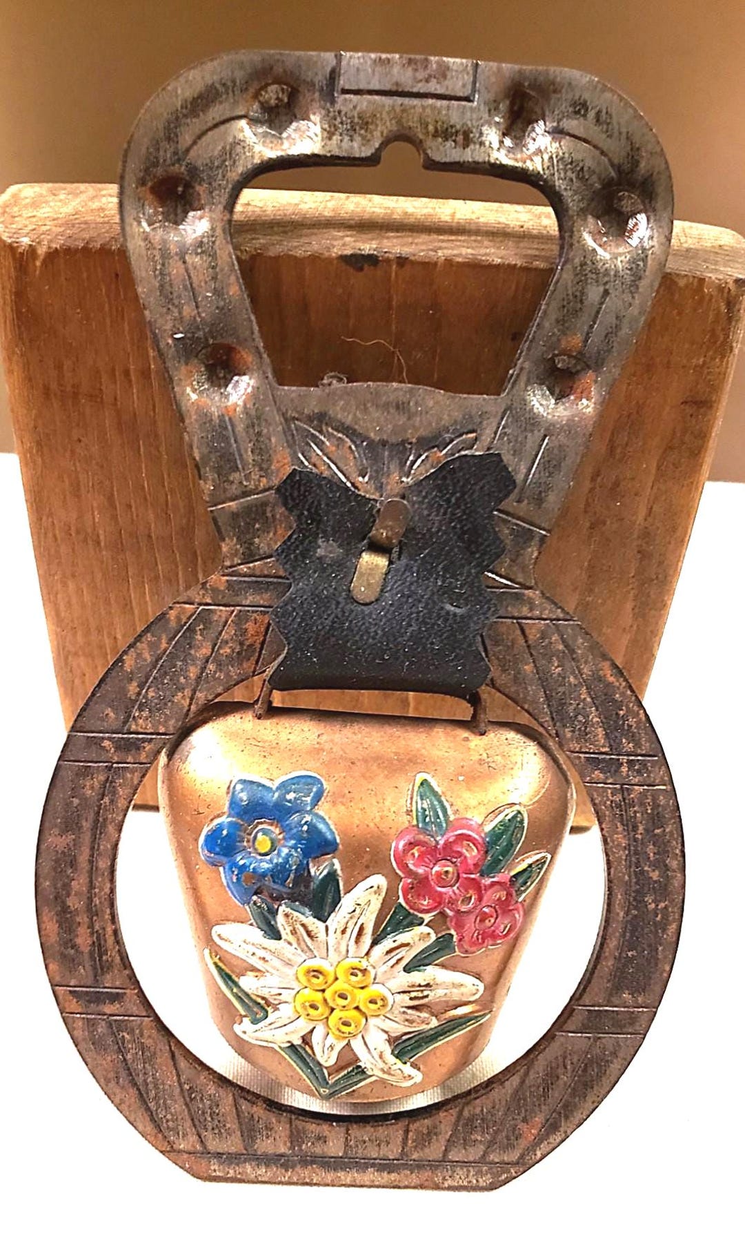 Vintage Cow Goat Copper Bell | Painted W/ Steel Frame, Farm Bell, Swiss ...