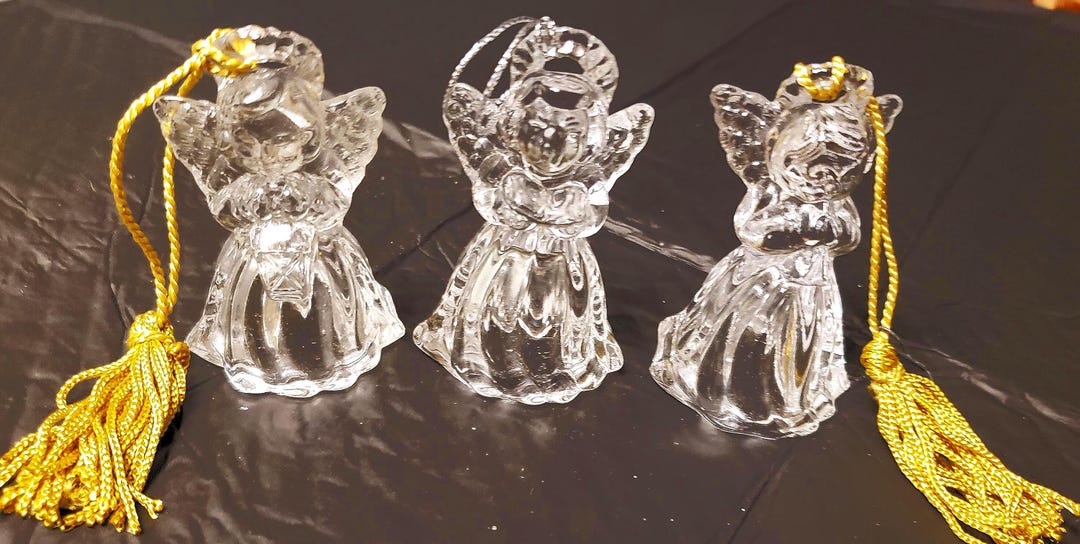 Vintage Glass Angel Ornaments | 1980s Christmas Tree Angels 3 Set 2.5 ...
