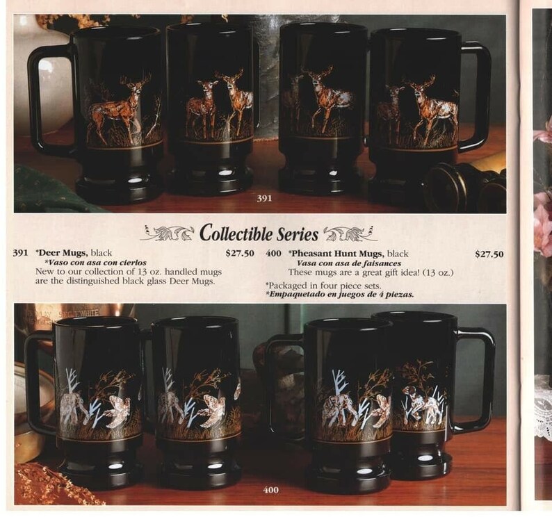 Vintage Indiana Glass Tiara Hunt Scene Beer Mugs Set Hunt Scene Deer ...