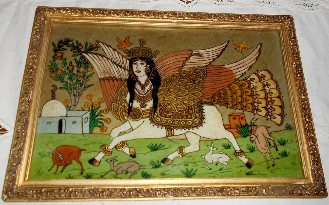 Al-buraq, Reverse Painting, Islamic Art, Vintage, Quran, Islam, Winged ...
