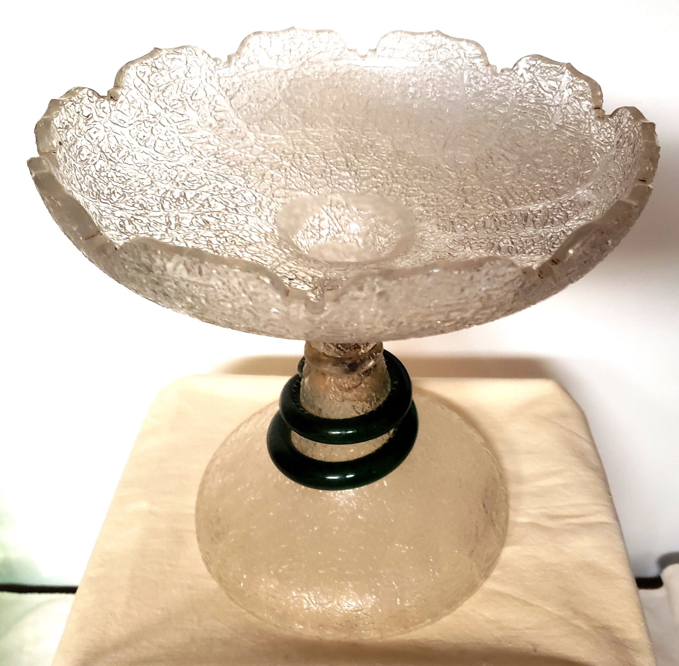Antique Portland Glass Tree of Life Compote & Applied Coiled Snake ...
