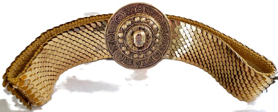 Egyptian Beetle Scarab Belt Vintage Gold Mesh 80s Med… - Gem