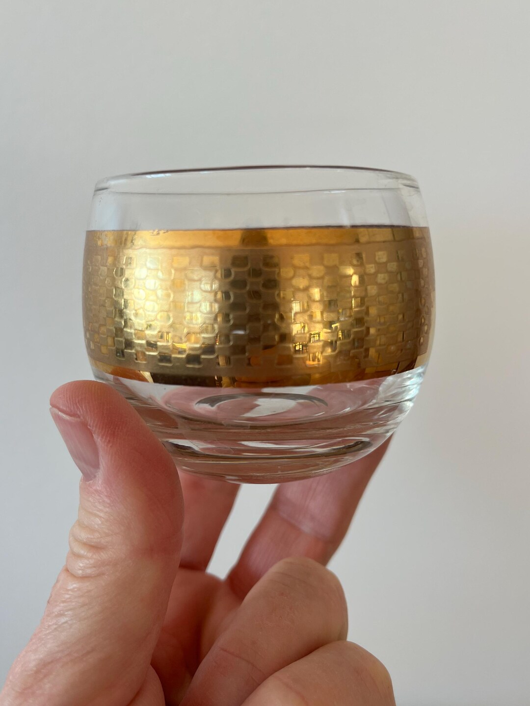 Roly Poly Whisky Glass, Vintage Cocktail Gold Accent, Retro Barware ...