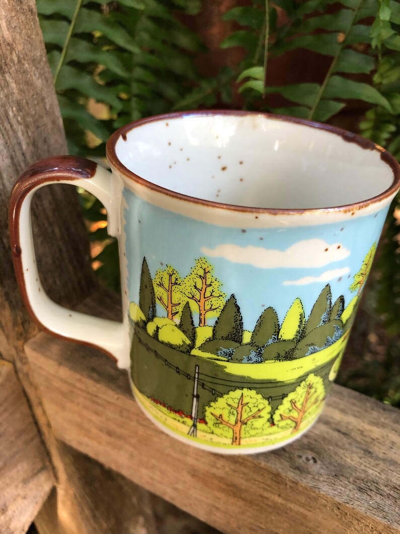 Lighthouse Speckled Stoneware Mug Vintage Coastal Scene Rural - Etsy