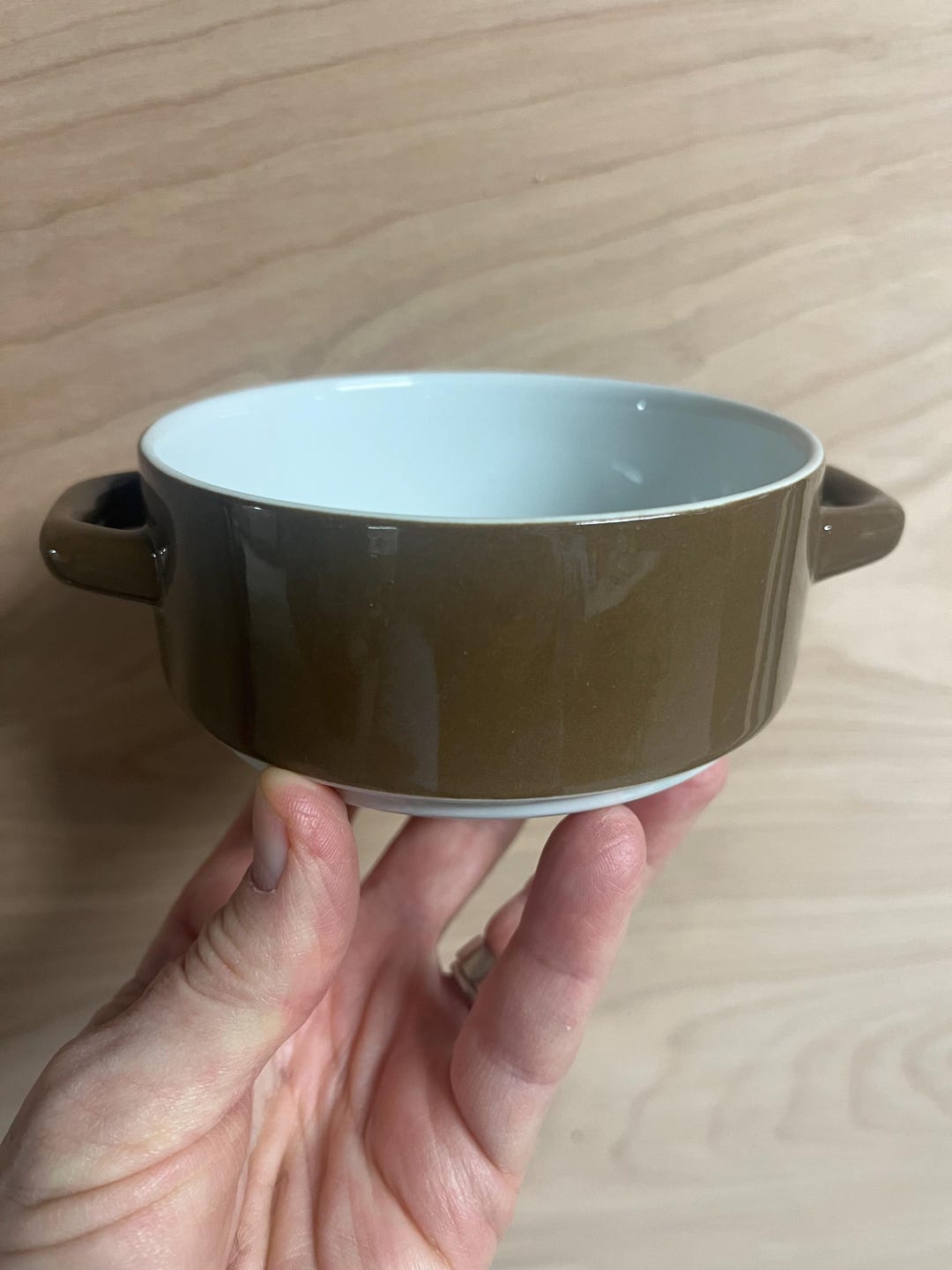 Figgjo Flint Vitro Porselen Cream Soup Bowl Vintage Brown and White Med Korund V555 Norway 1970 ...