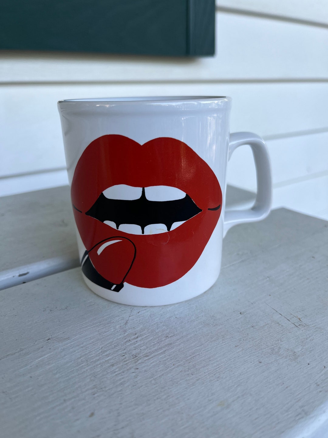 Red Lips Mug, Vintage Kiln Craft England Red Lipstick Sexy Makeup Tea ...
