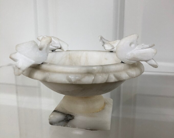Vintage Italian Alabaster Birdbath Birds Figurine 3.5" Diameter, 1960s ...