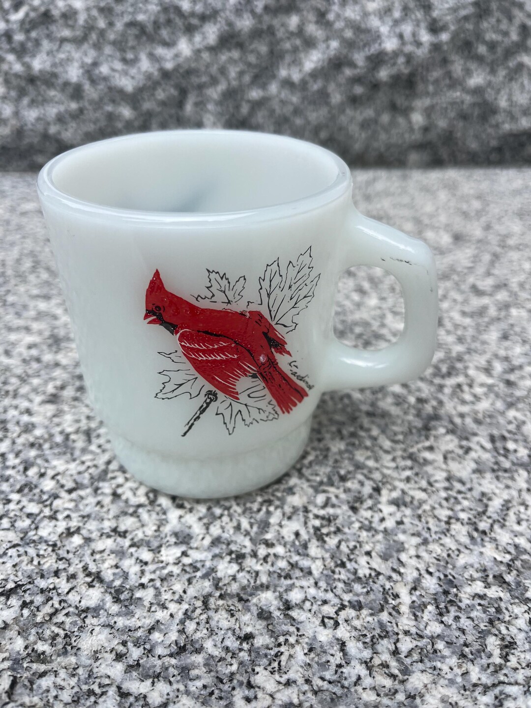 Vintage Red Cardinal, Blue Jay Bird Coffee Mug Cup Anchor Hocking White ...