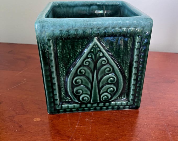 Hull Square Planter, Vintage Pottery, Green Blue, Hull F87 USA - Etsy