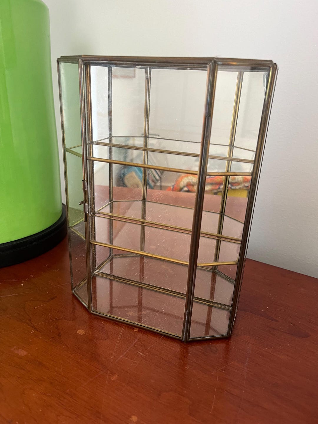 Brass Glass Cabinet, Vintage 10 Tall, Jewelry Curios Display, Wall ...