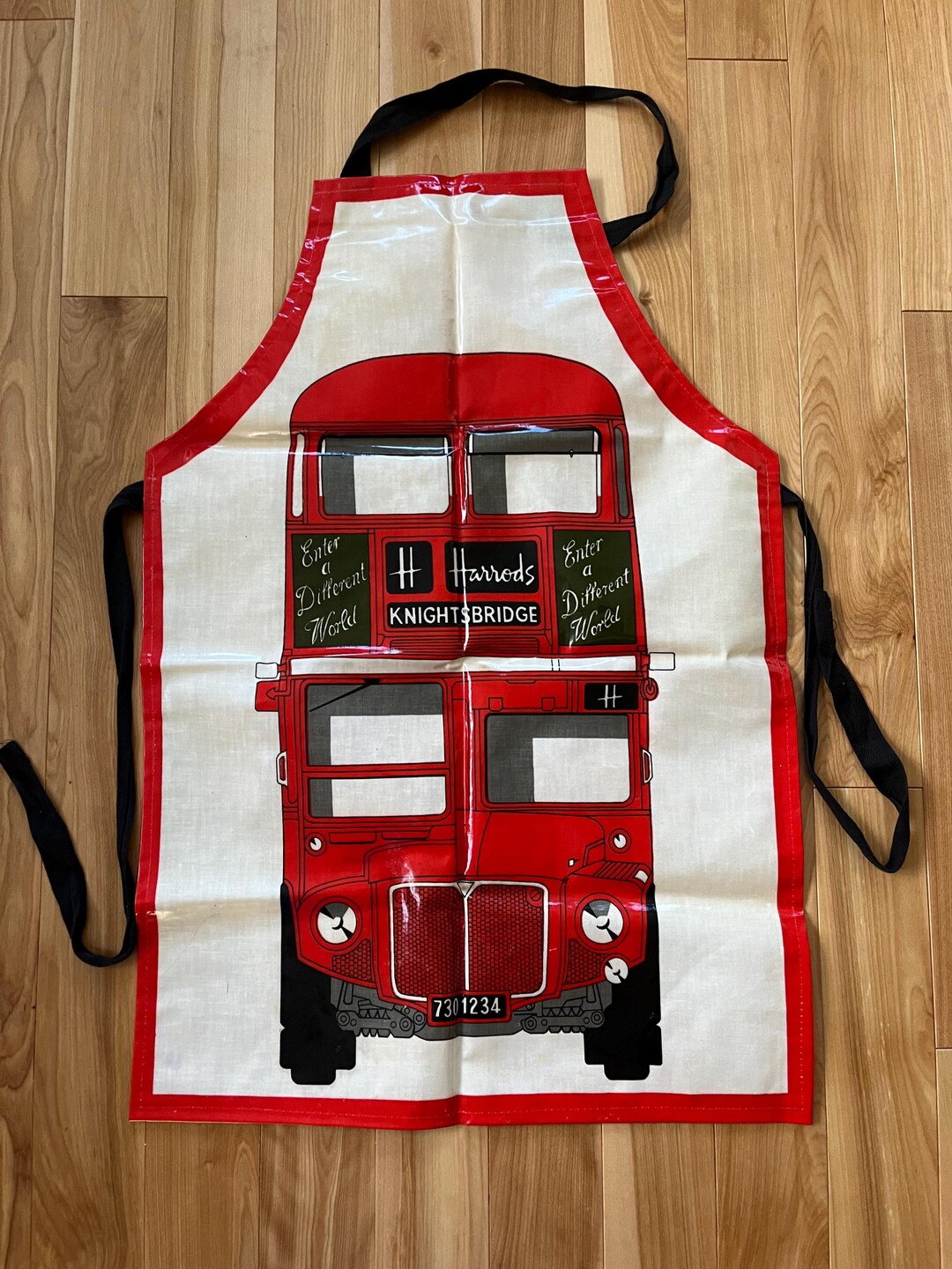 Harrods Double Decker Apron, Vintage Ulster Knightsbridge Bus Laminated ...